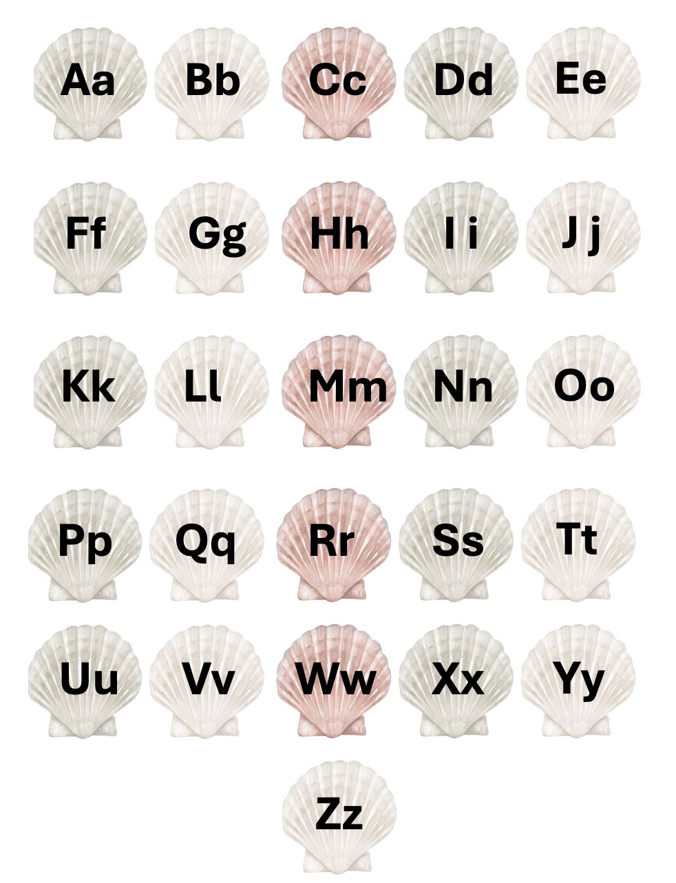 ABC Shells Sheet for Sensory Bag – Crafty Moms